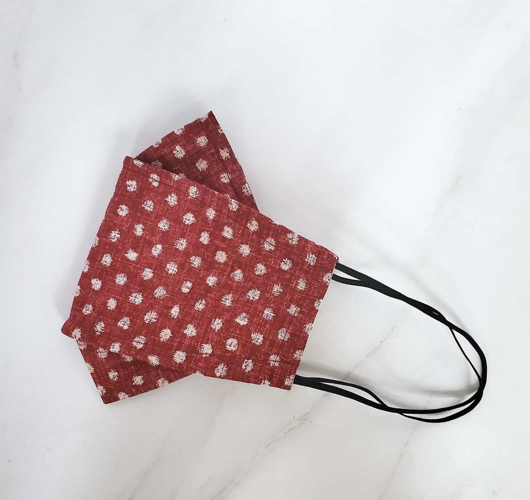 3D Origami Face Mask |dobby Polka Dot Red | Japanese Textiles | Quality ...