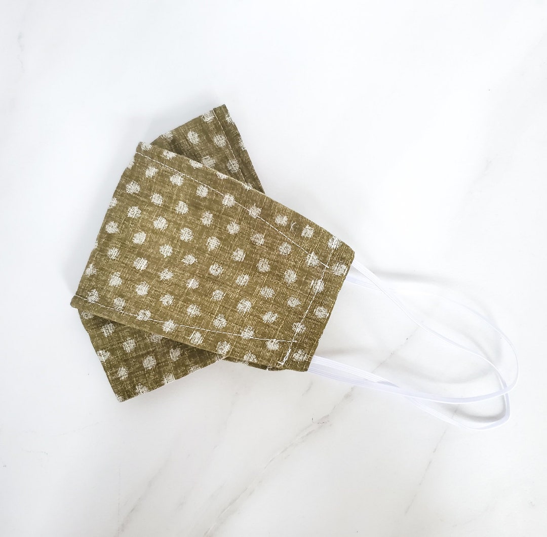 3D Origami Face Mask |dobby Green Dots | Japanese Textiles | Quality ...