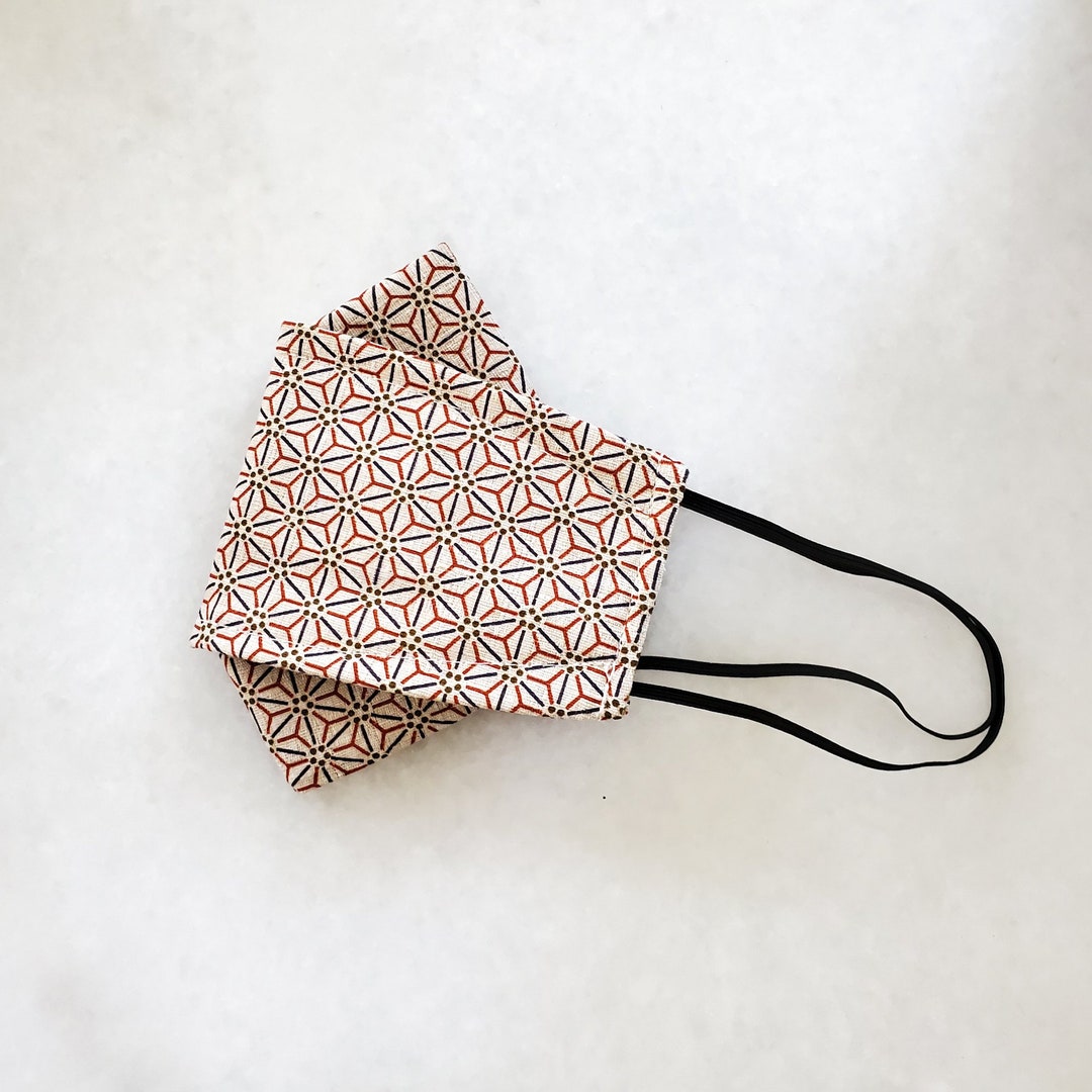 3D Origami Face Mask | Asanoha Star Blue Beige Red | Japanese Textiles ...