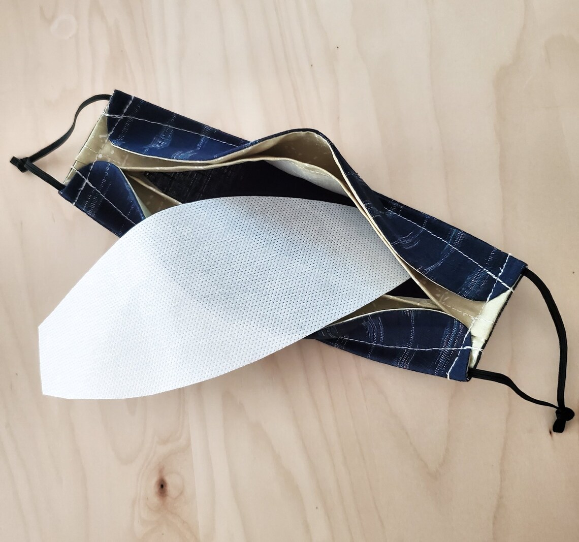 Origami Mask - Japanese Dobby Dots in Almost Black - Etsy Canada