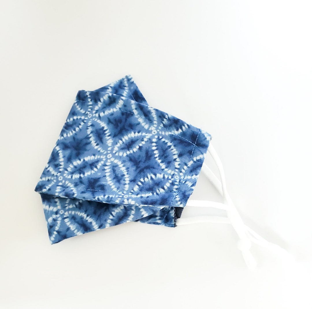 3D Origami Face Mask | Shibori Circles Tie Dye| Japanese Textiles ...