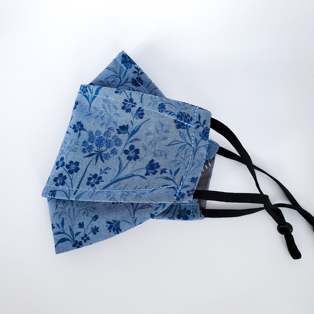 3D Origami Face Mask | Chambray Flowers | Japanese Textiles | Quality ...
