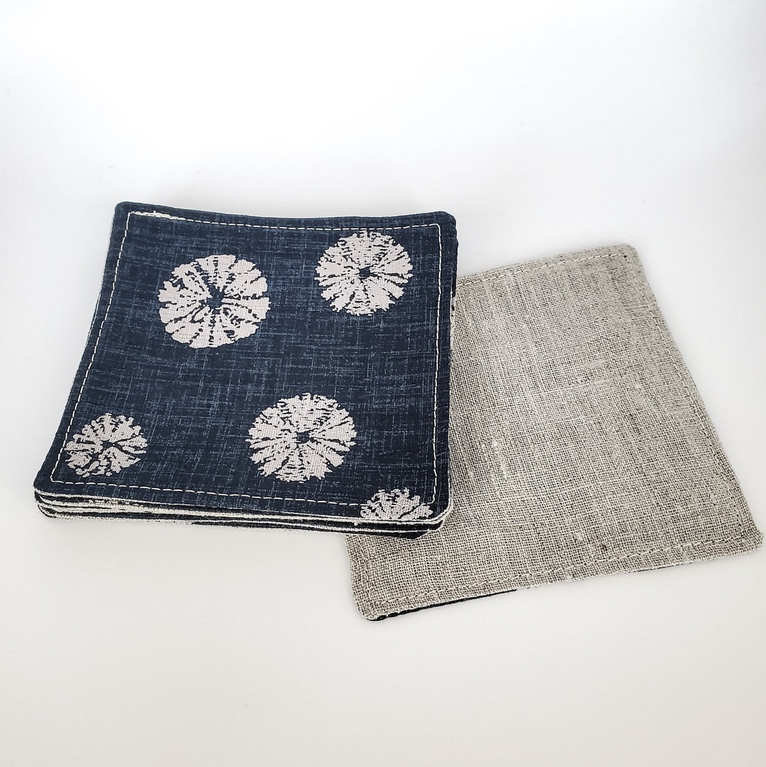 Modern Coaster| Sand Dollar Blue| Blue Coaster| Japanese Fabric Coaster ...