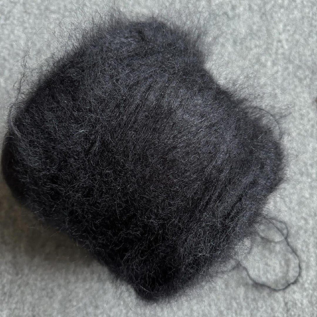 Extra Fluffy Black Mohair Fiber Yarn on Cone, Long Haired Mohair ...