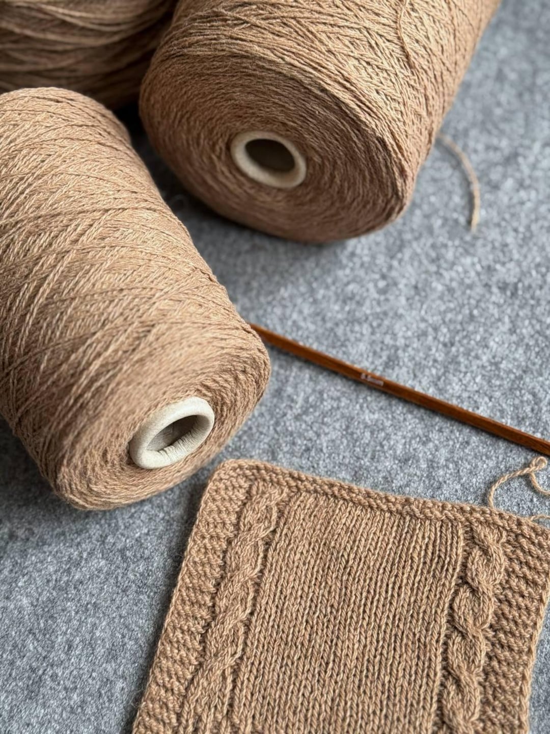 Camel Yarn on Cone, Camel Wool, Natural Brown Camel Wool Yarn, per Cone ...