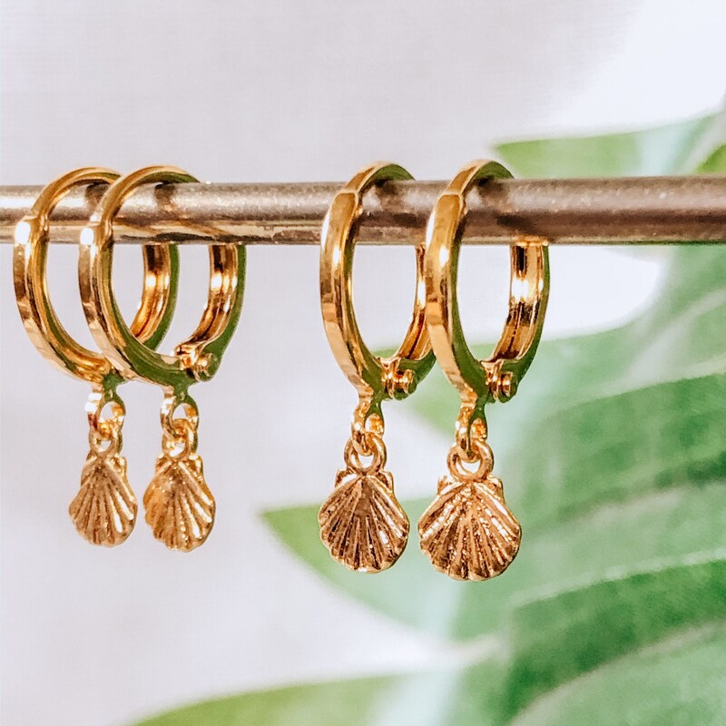 Gold Shell Earrings - Etsy