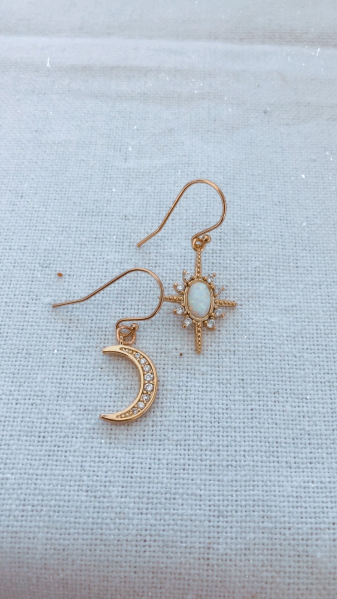 Moon and Star Dangling Earrings, Moon and Star Gold Earrings, Celestial Drop Earrings ...