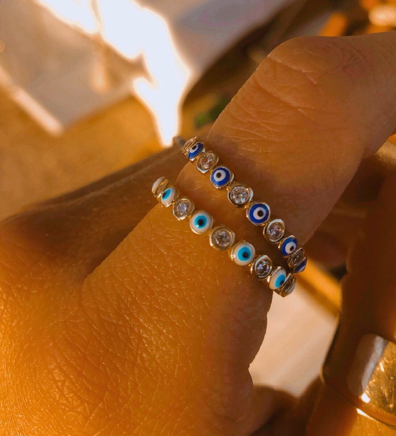 Cute Evil Eye Ring Adjustable Ring Multiple Turkish Eye - Etsy