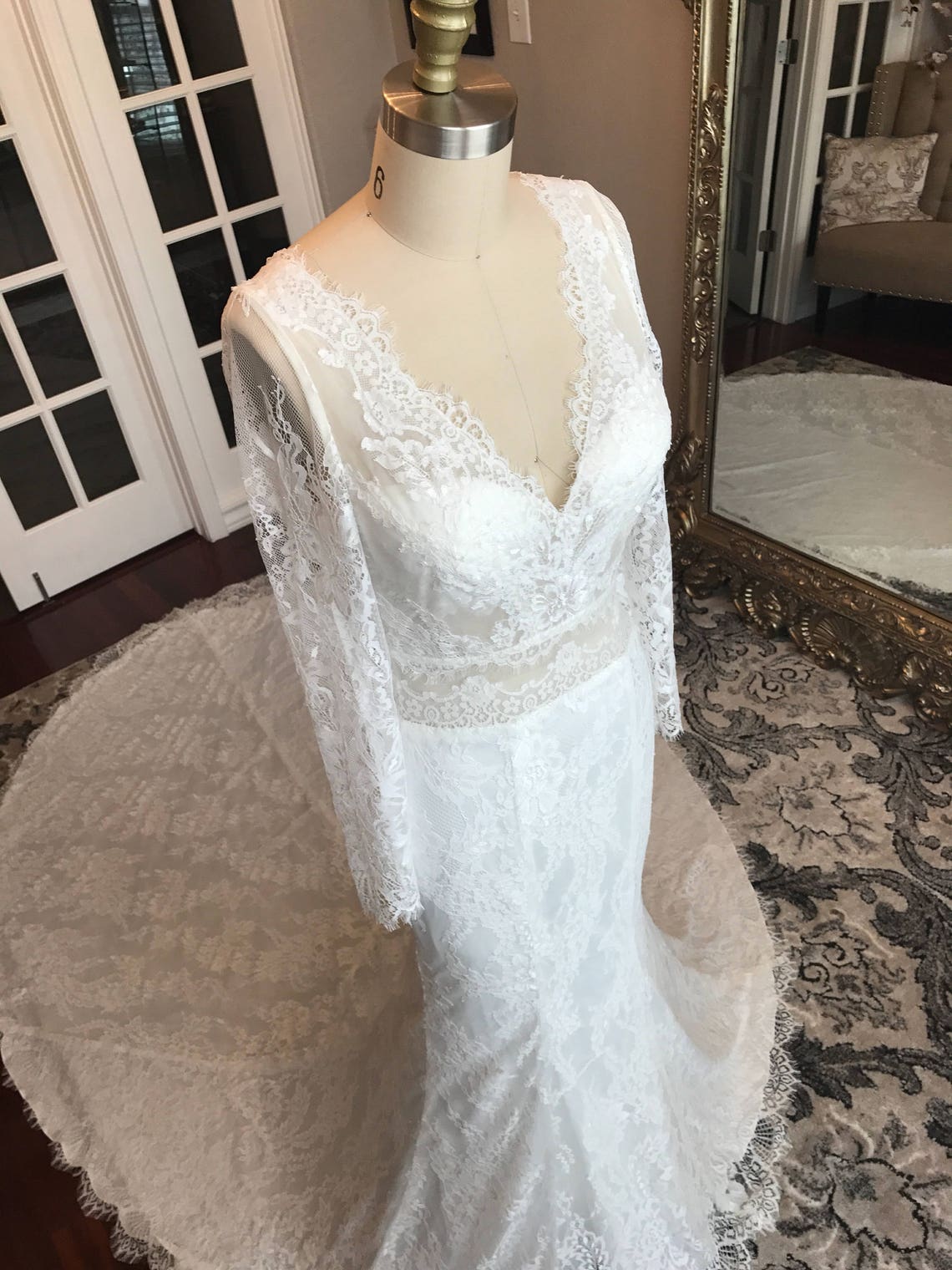 Amy Sexy Sheer Lace Wedding Dress Custom Lace Wedding Dress - Etsy