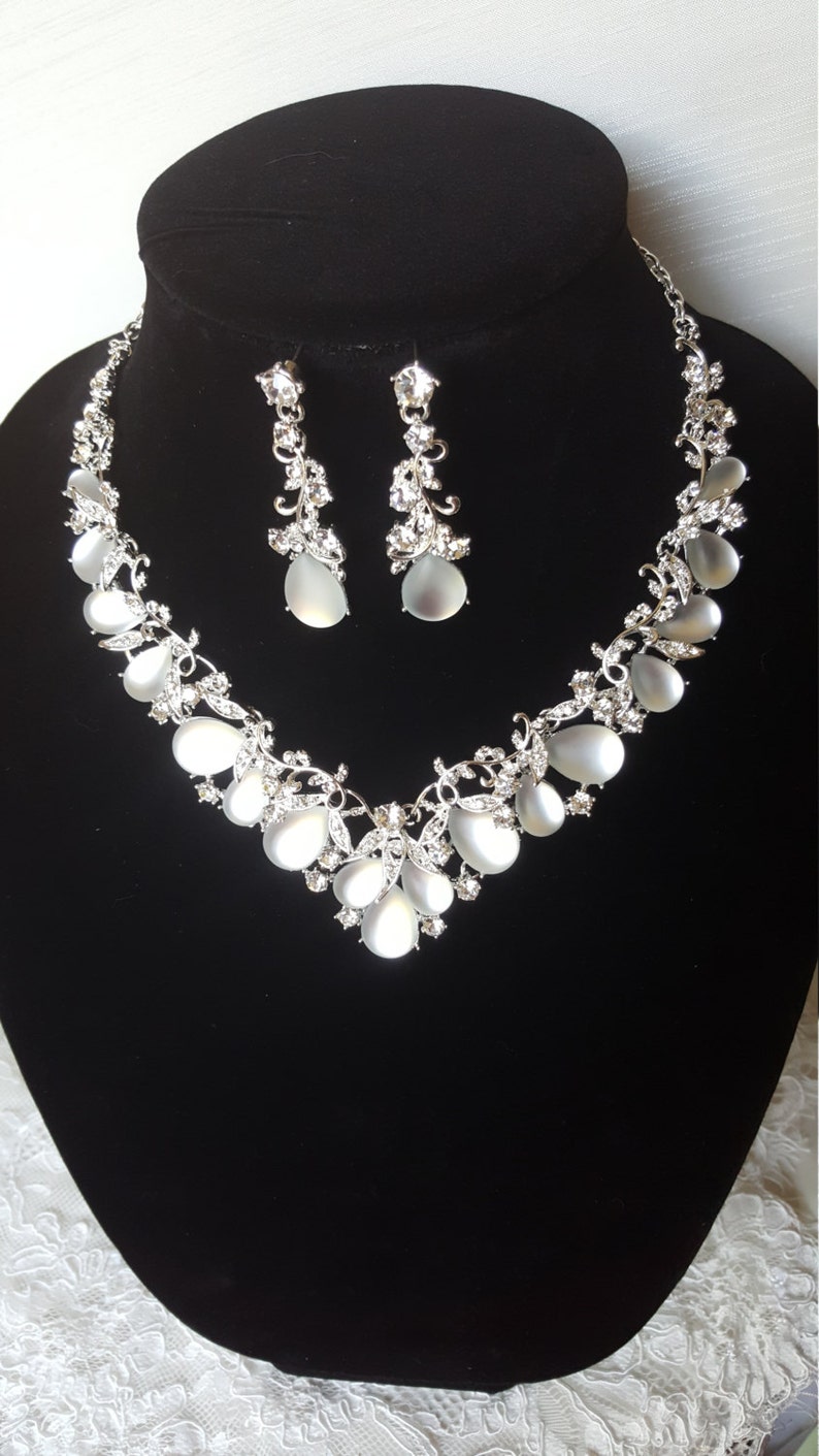 Bridal Evening Wear Necklace and Earring Set - Etsy