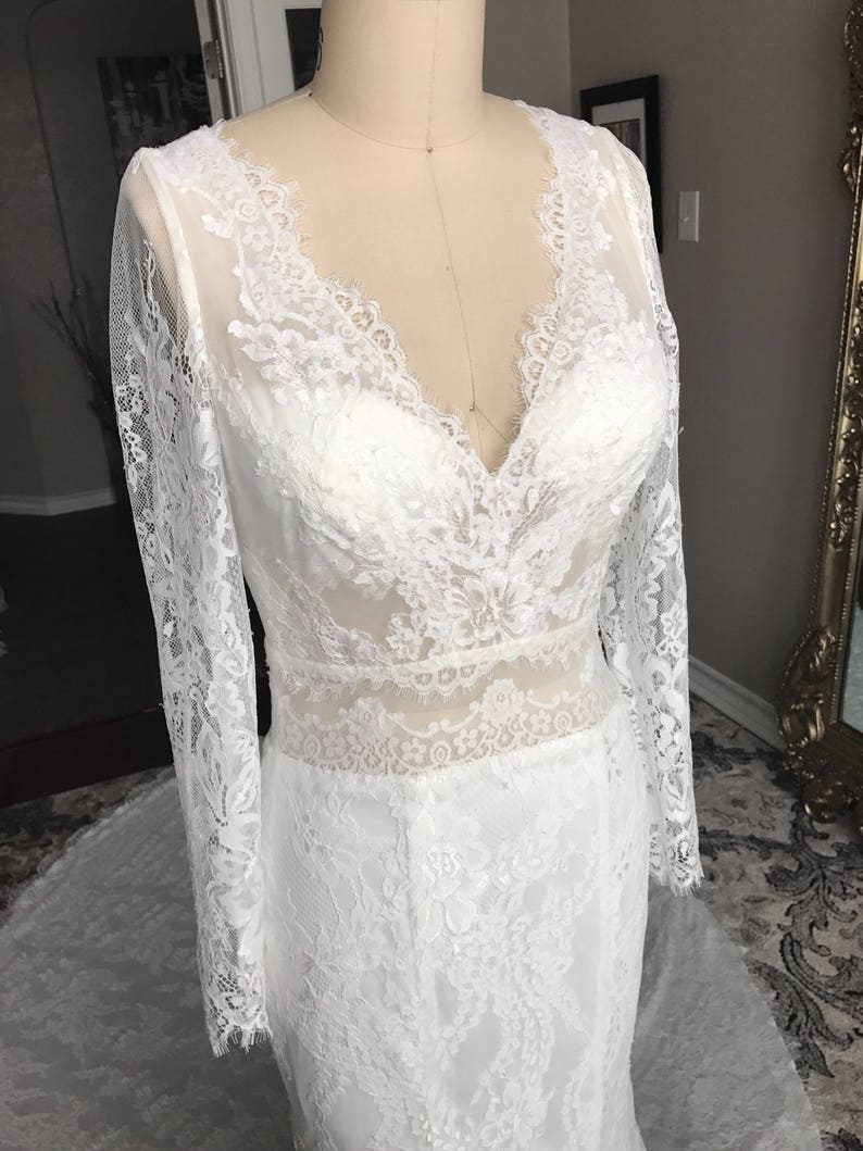 Amy Sexy Sheer lace wedding dress Custom Lace wedding dress | Etsy