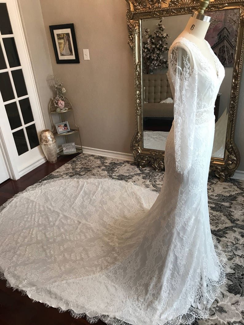 Amy Sexy Sheer lace wedding dress Custom Lace wedding dress | Etsy