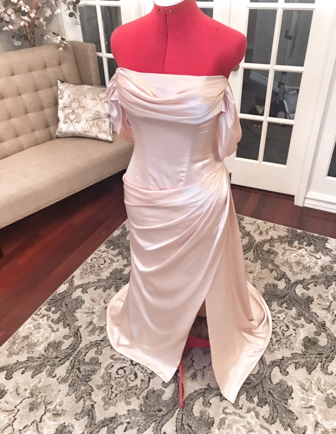 Leena- Champagne Pleated Wedding Dress, Fitted Sexy Wedding Dress ...