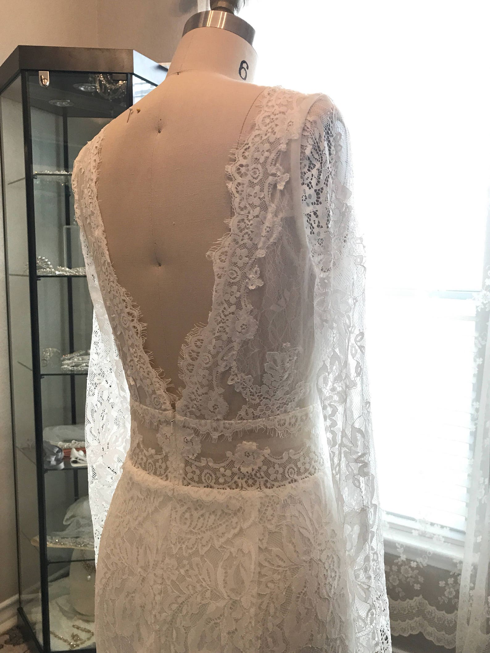 Amy Sexy Sheer Lace Wedding Dress, Custom Lace Wedding Dress, Long ...