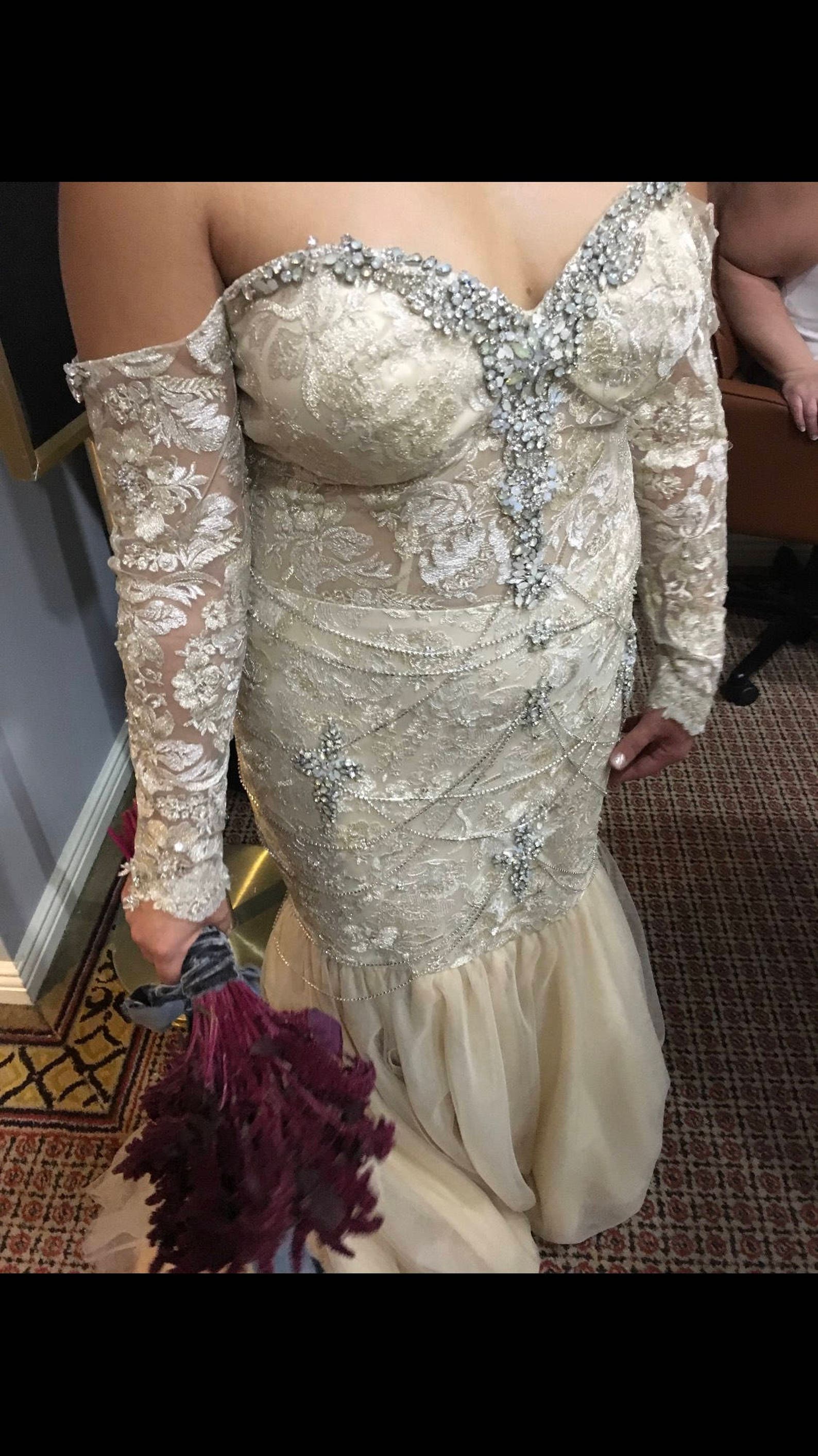 Moonstone-gold Metallic Beaded Wedding Dress Moonstone | Etsy