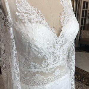 Amy Sexy Sheer Lace Wedding Dress, Custom Lace Wedding Dress, Long ...