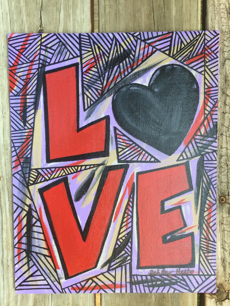 Love Art, Word Art, Wild Love, Original Ink & Acrylic on Panel Canvas ...
