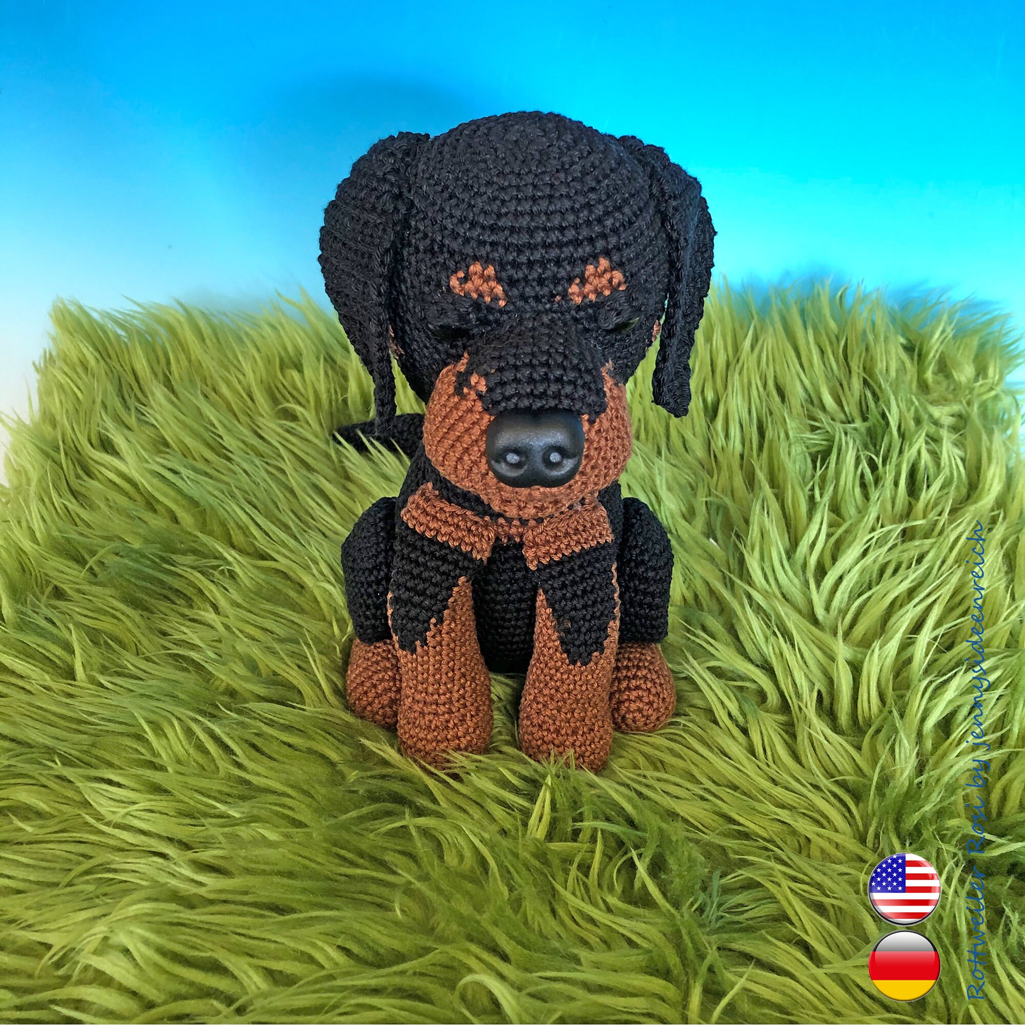 Rottweiler Rosi Amigurumi Häkelanleitung DEUTSCH ENGLISCH - Etsy