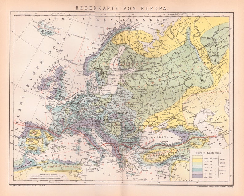 Antique Map of Europe from 1890 Europe Euro European Map | Etsy