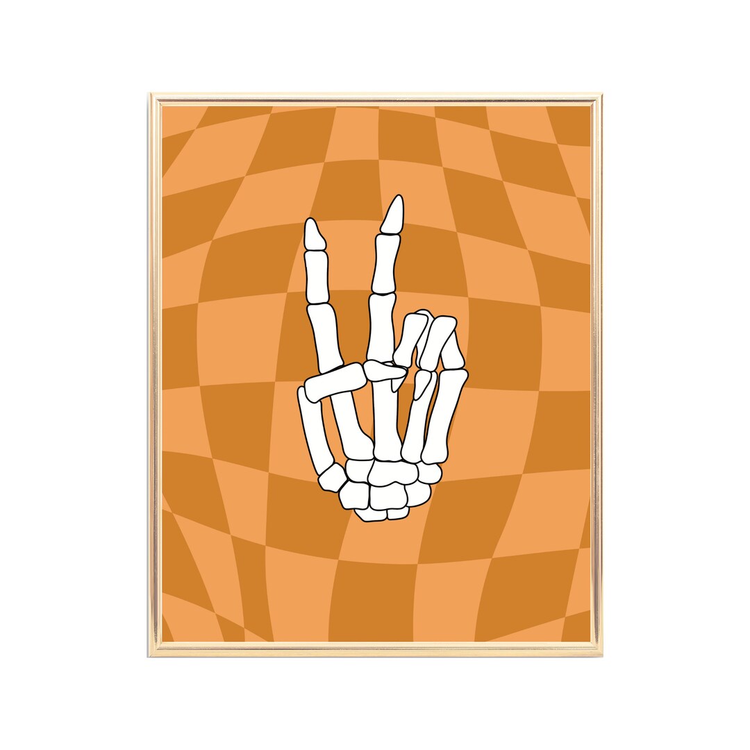 Skeleton Peace Sign | Retro Halloween Art | Skeleton Hands | Peace Out ...