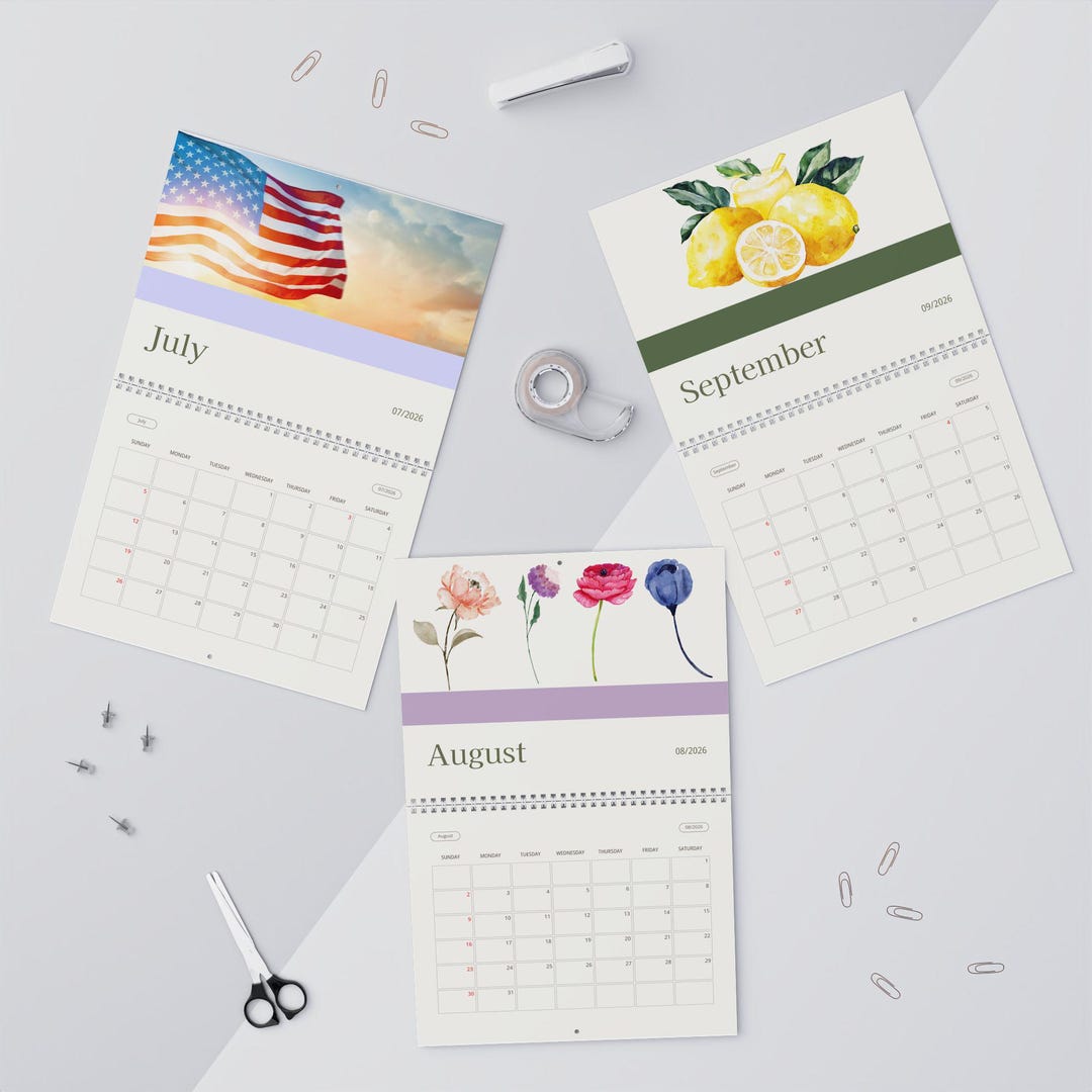 Watercolor Designs Wall Calendar | 12-month Monthly Calendar - Etsy