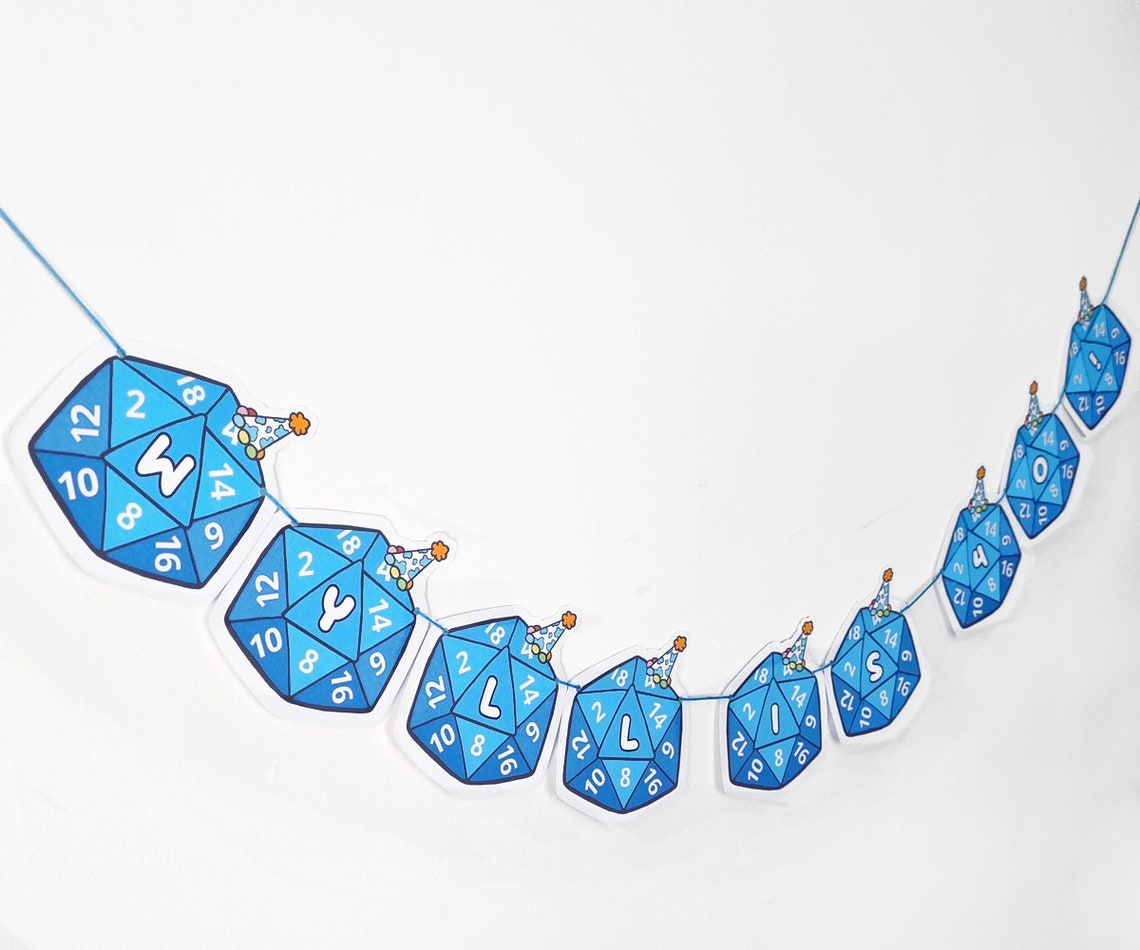 Printable Dnd Birthday Banner, D20 Dice Garland (PDF Files) - Etsy