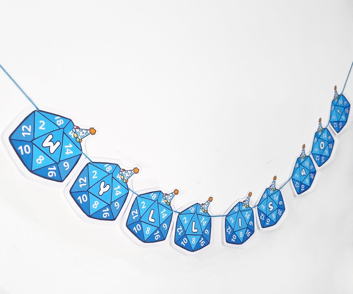 Printable Dnd Birthday Banner, D20 Dice Garland (PDF Files) - Etsy