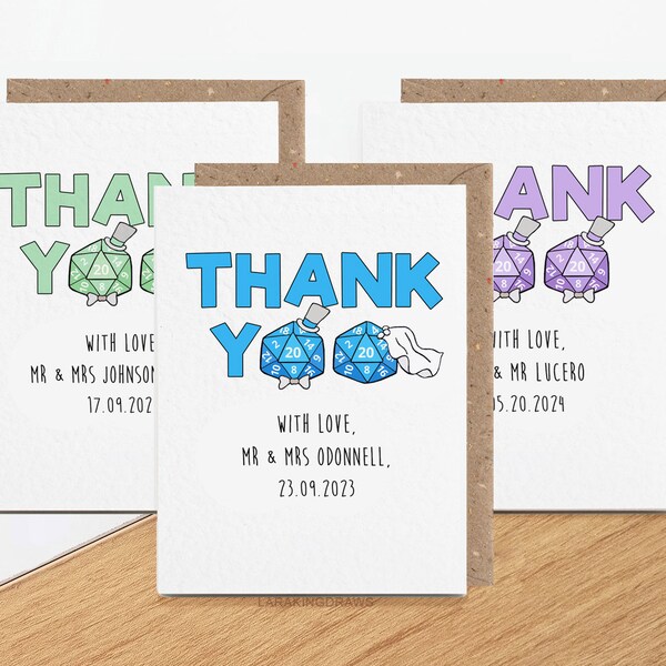 Dnd Wedding Thank You Cards - Etsy