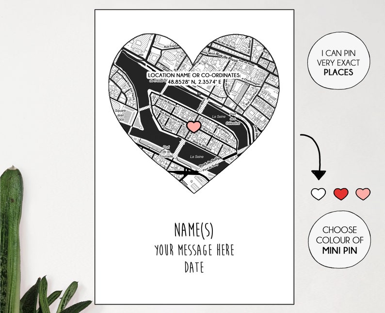 Personalised First Date Map Anniversary Gift for Boyfriend - Etsy