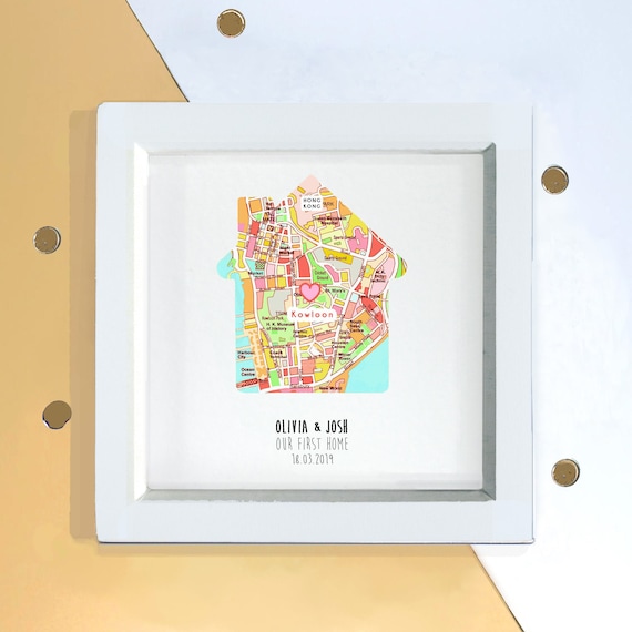 Custom Housewarming Map Family Portrait Modern Present for - Etsy UK