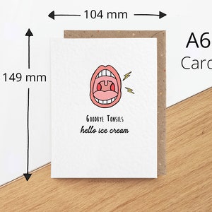 Tonsillectomy Ice Cream Card, Tonsil Surgery, Get Well Soon for Son ...