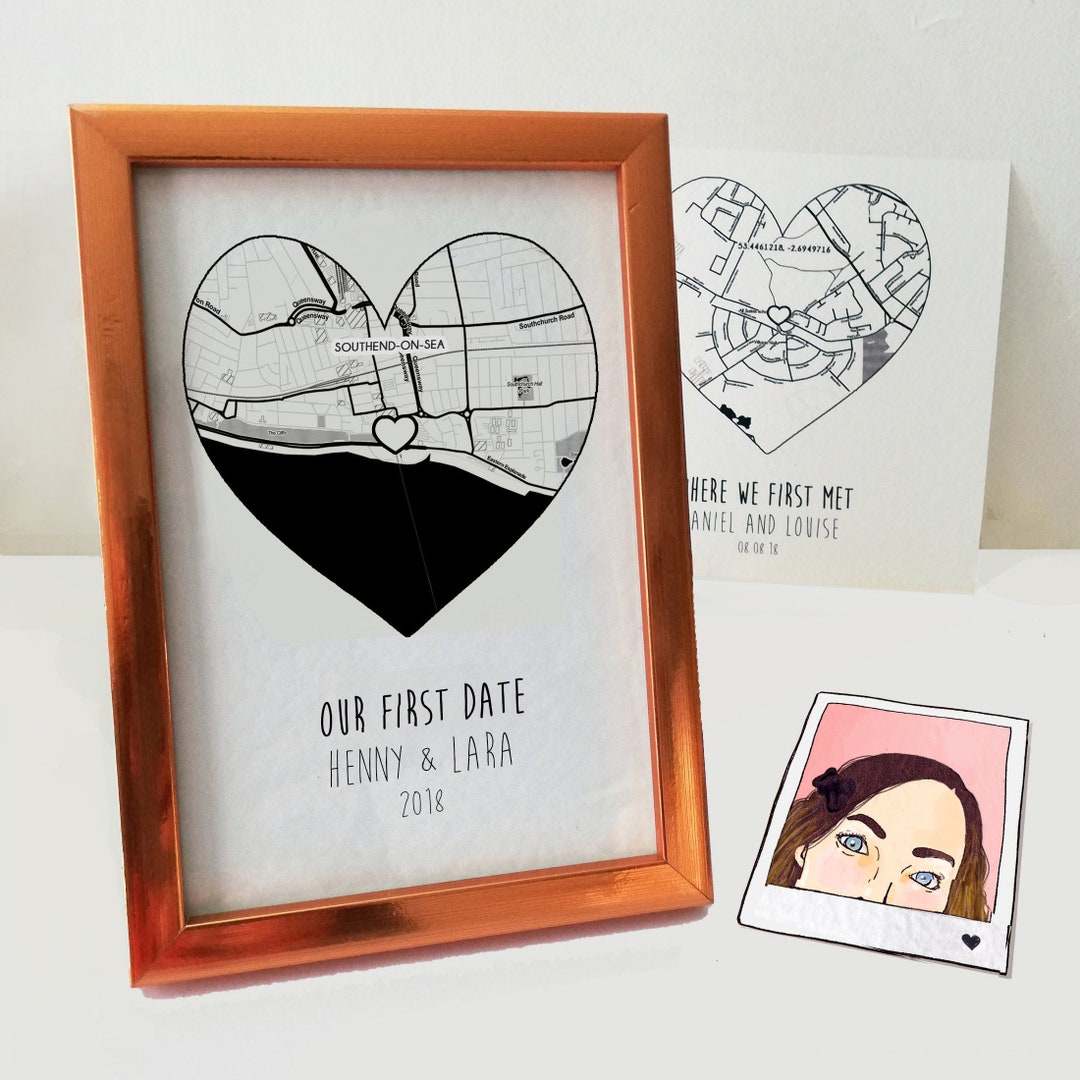 Personalised First Date Map Anniversary Gift for Boyfriend - Etsy