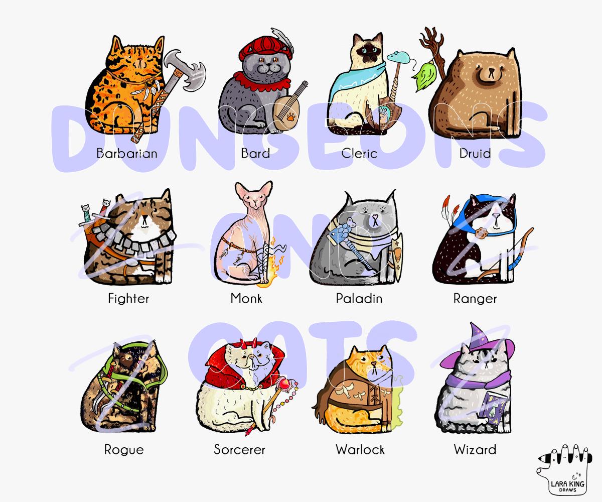 Dungeons and Cats Print, Dnd Cat Poster, Cat Lover Birthday Gift, Nerdy ...