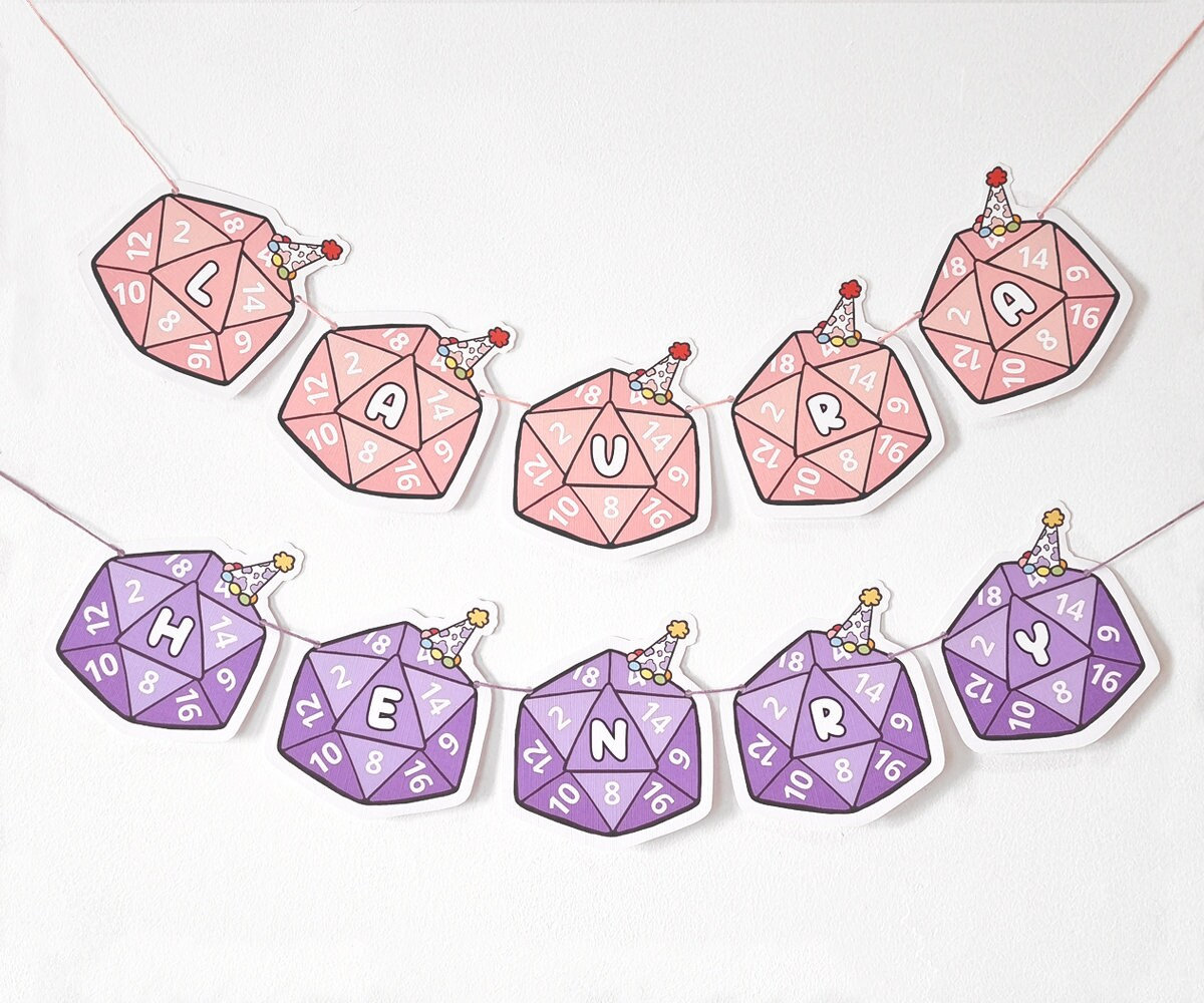 Printable Dnd Birthday Banner, D20 Dice Garland (PDF Files) - Etsy