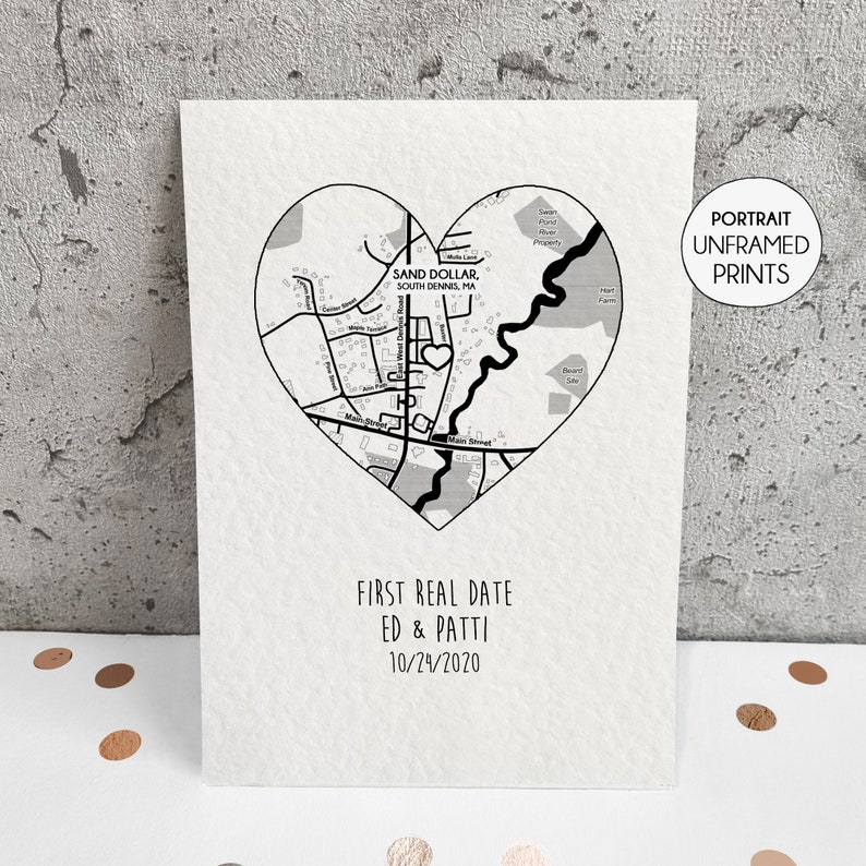 Personalised First Date Map Anniversary Gift for Boyfriend - Etsy