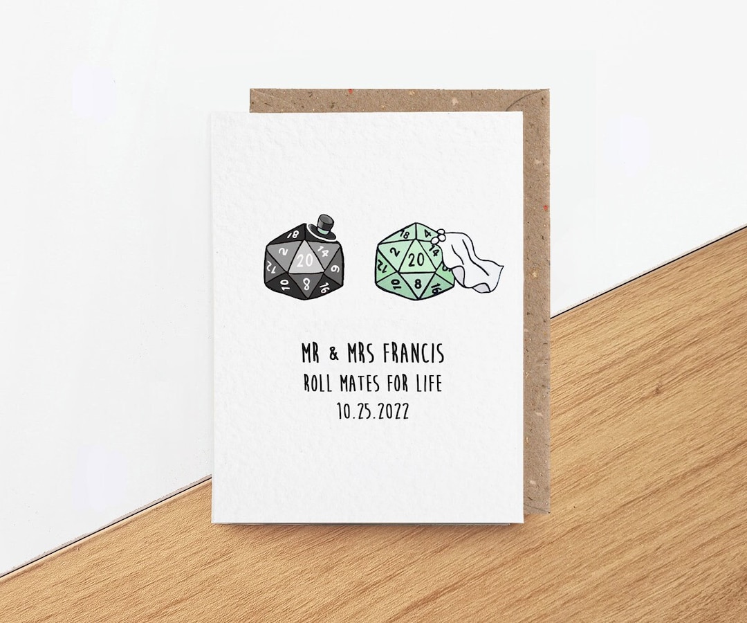 Dungeons and Dragons Wedding Card, Funny Gift for Bride Groom, Roll ...
