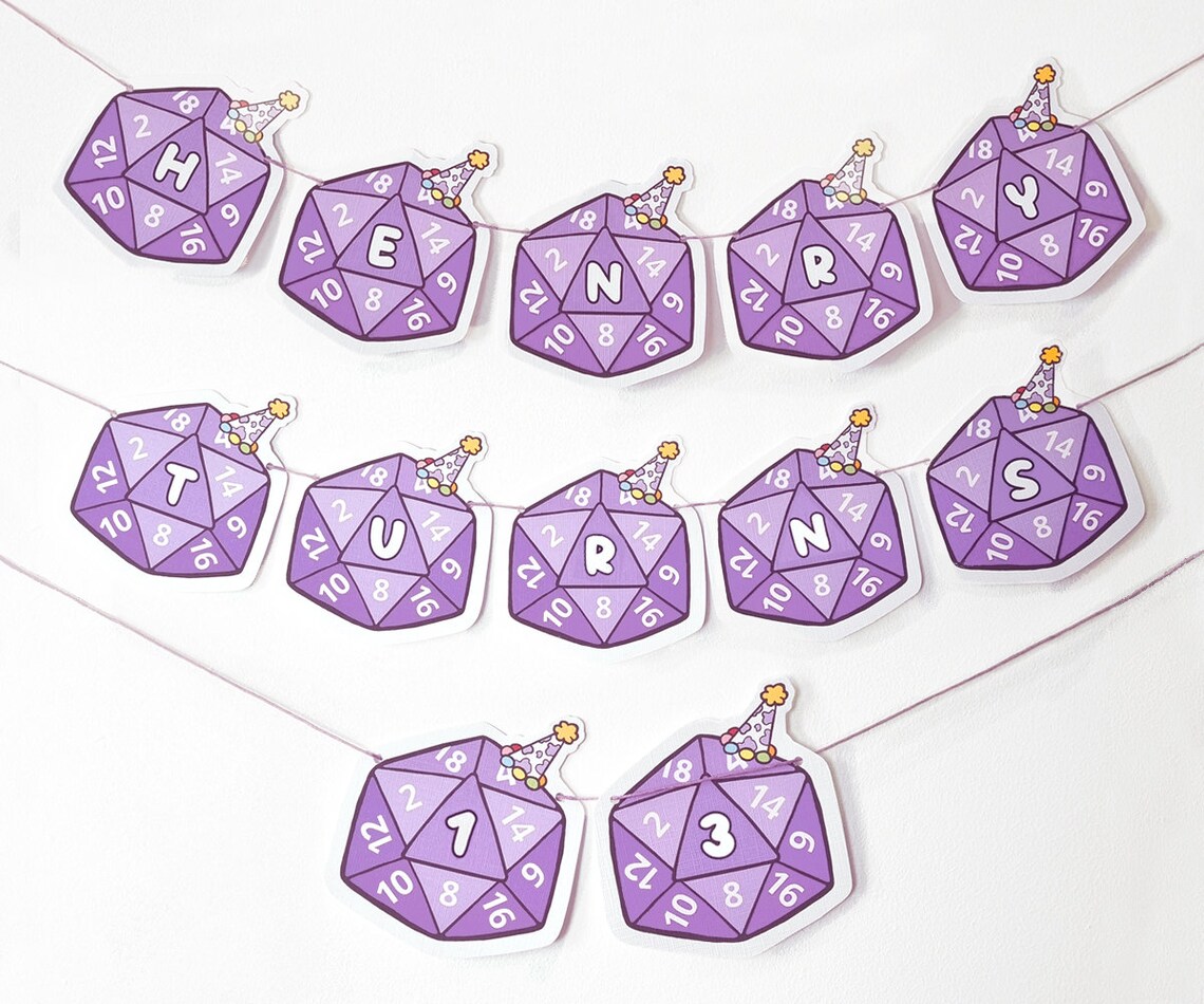 Printable Dnd Birthday Banner, D20 Dice Garland (PDF Files) - Etsy