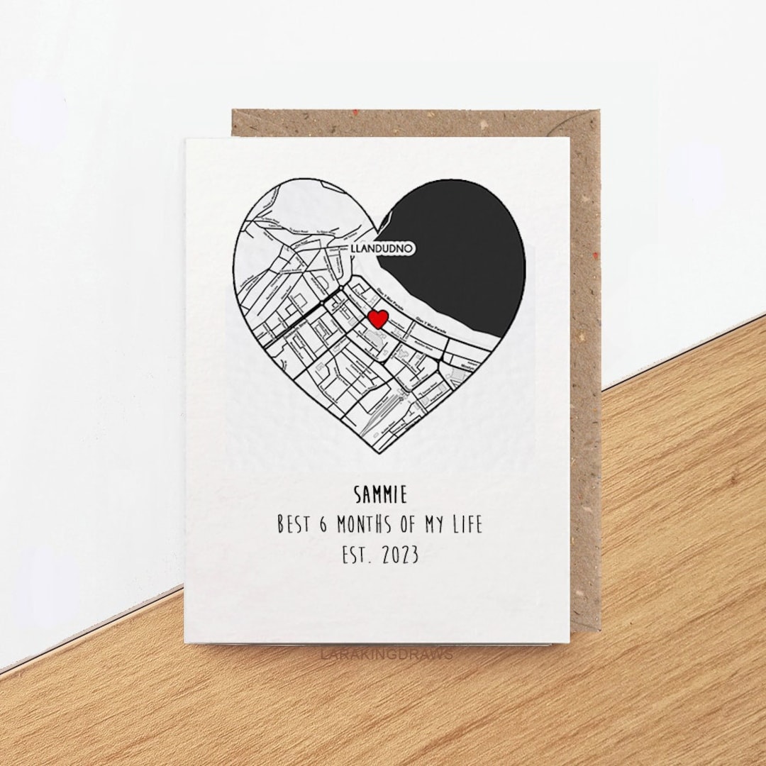 PRINTABLE Personalised First Date Map Card 3 6 Month - Etsy UK