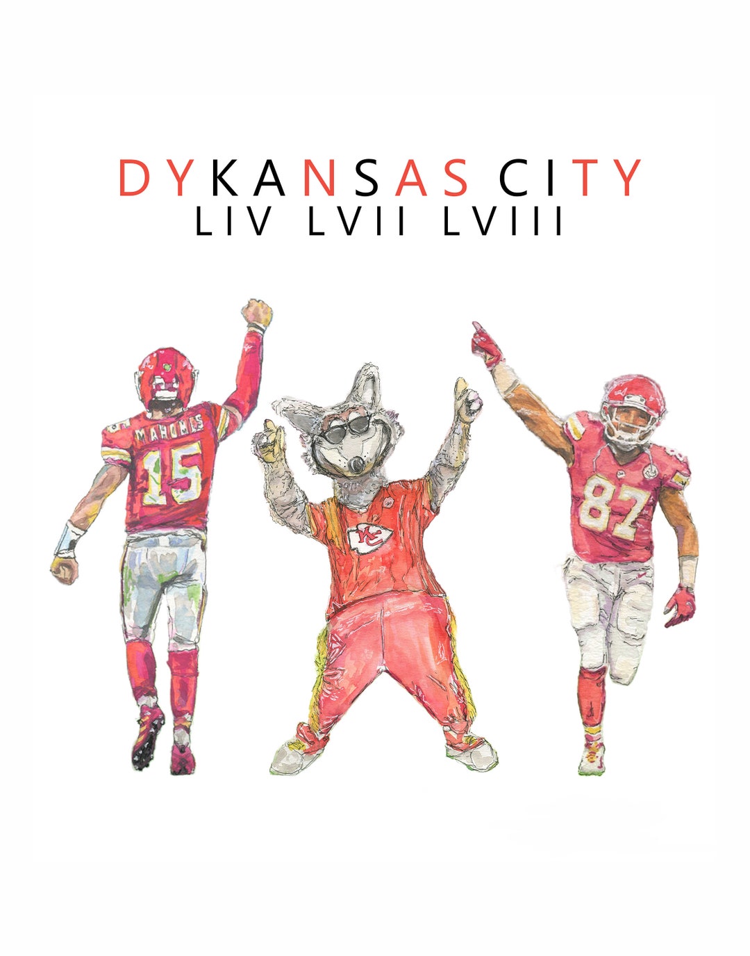 Dynasty Kansas City Chiefs Patrick Mahomes Travis Kelce KC Wolf ...