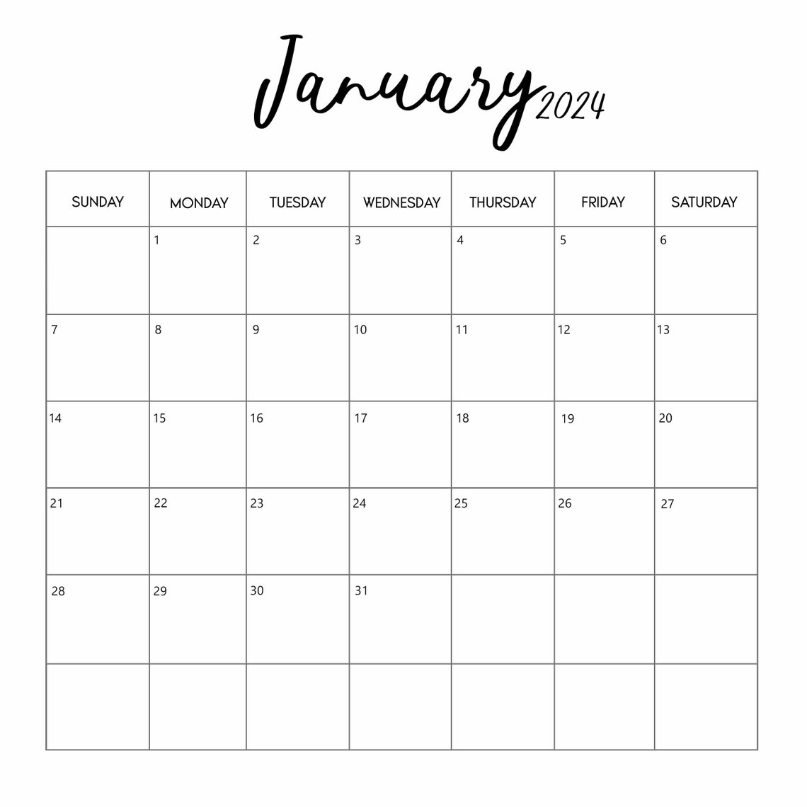 2024 MINI 3x3 Printable Calendar, Calendar for Planner, Beginning ...