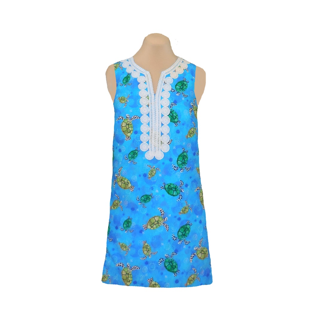Turtles on Turquoise Shift Dress - Etsy