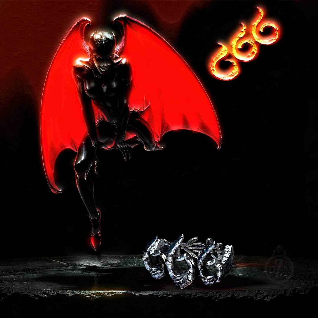 666 Devil Mark of the Beast Biker Ring, Sterling Silver, Handcrafted in UK Custom Size Options ...