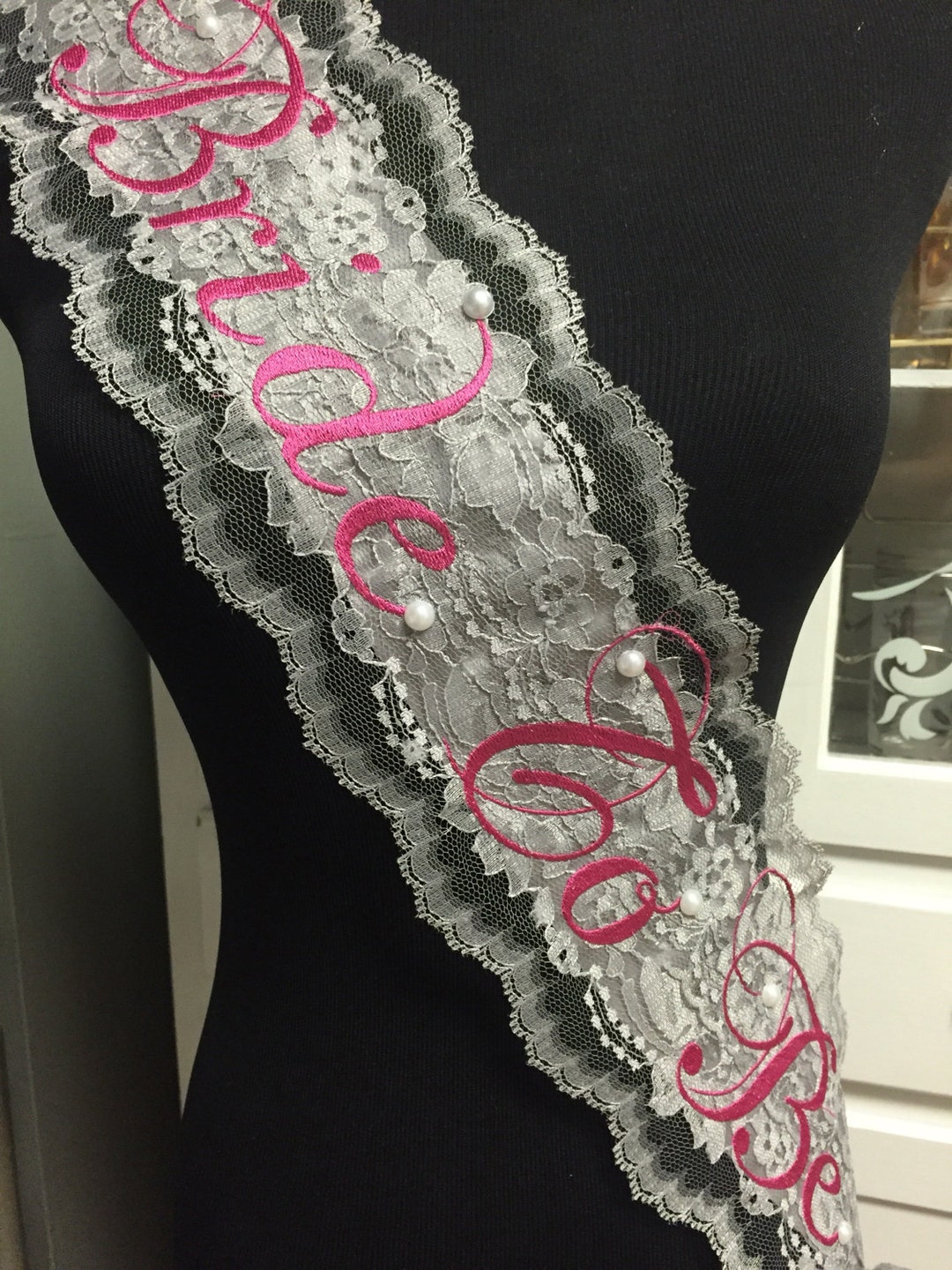 Bride to Be Sash, Bachelorette Sash, Bridal Sash, Silver Lace Sash ...