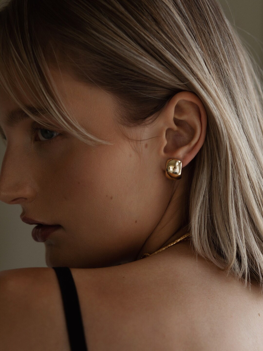 Idyllic Cove Earrings, 10K Gold, Stud Earrings, Domed Earrings, Minimal ...