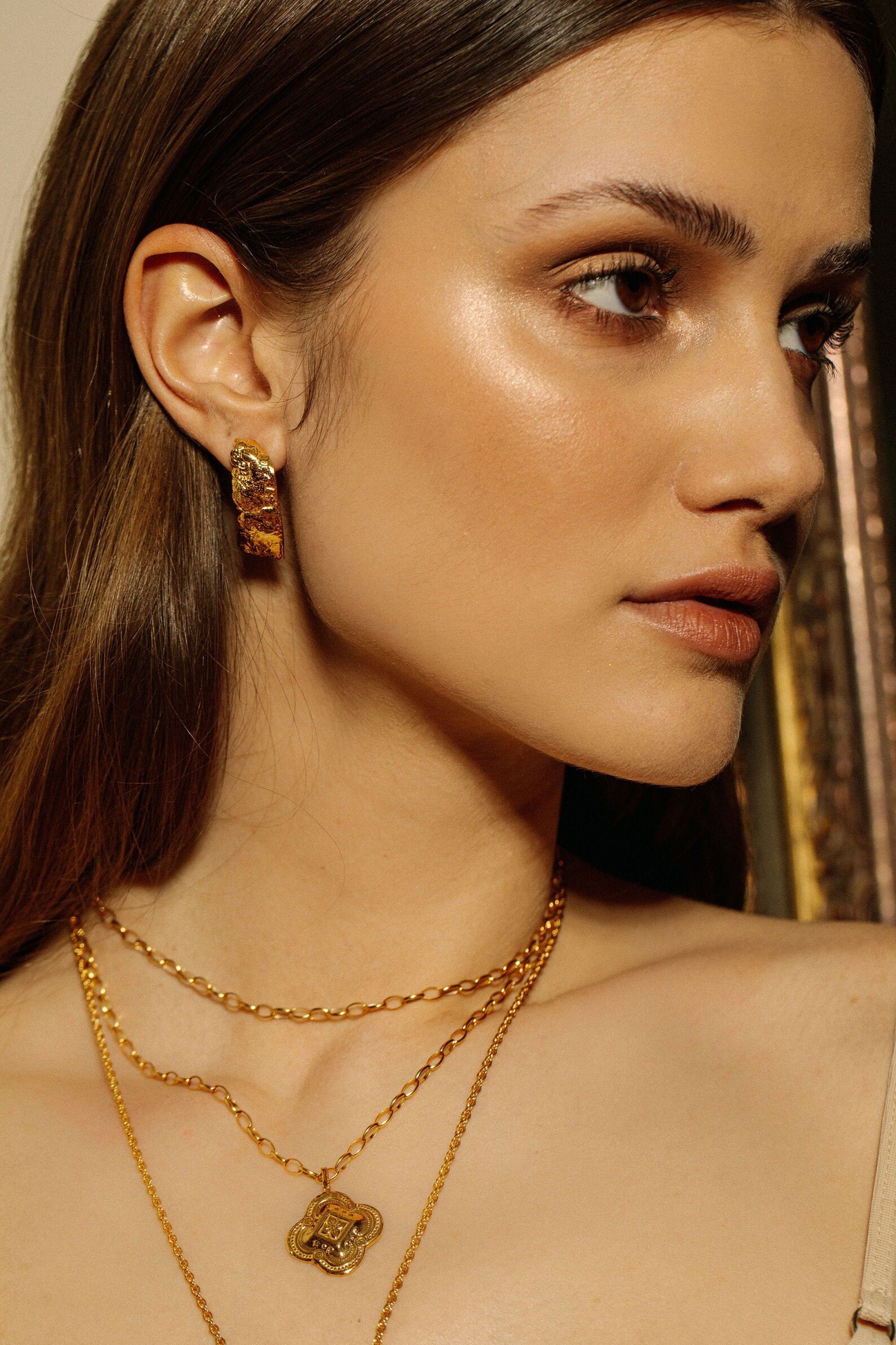 Fractured Script Earrings 24K Gold Plated Earrings Antique | Etsy