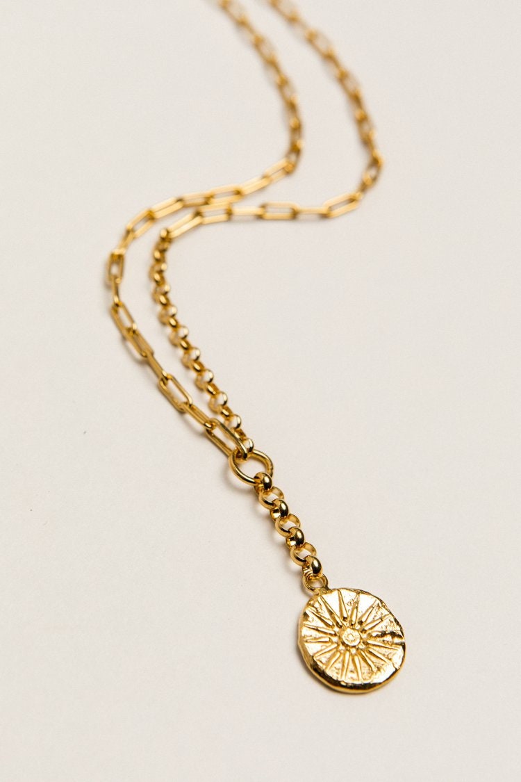 The Unconquerable Sun Lariat Necklace 24K Gold Plated Coin | Etsy