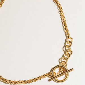 Gold Toggle Chain, 24K Gold Plated, Chunky Chain, Modern Jewelry, Realm ...