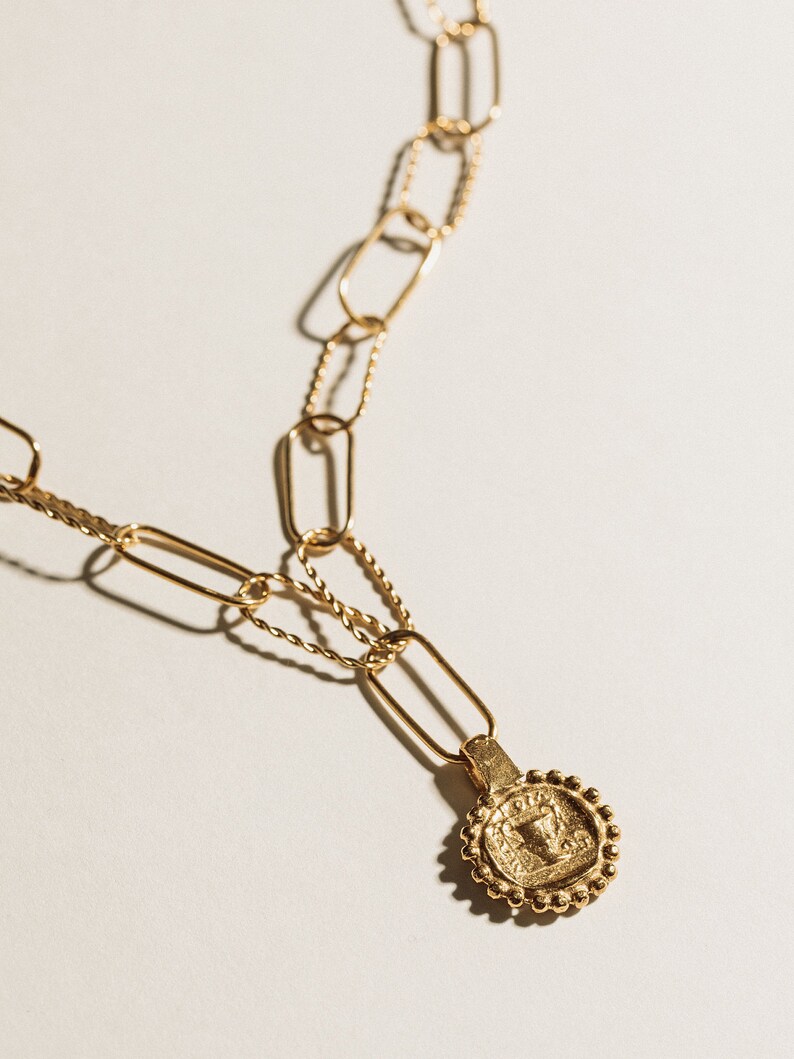 Gold Coin Necklace the Heavenly Flight Amulet Lariat - Etsy