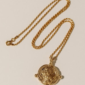 Gold Coin Necklace, 24K Gold Plated, Athena's Allegory, Aphrodite ...