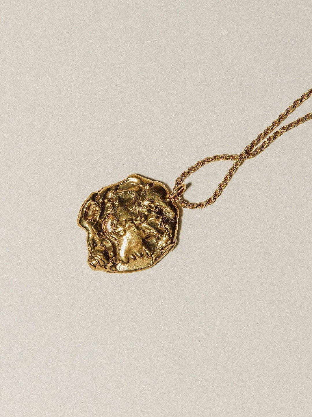 Creation of Adam Necklace: 24K Gold Vermeil Medallion, Handmade Greek ...